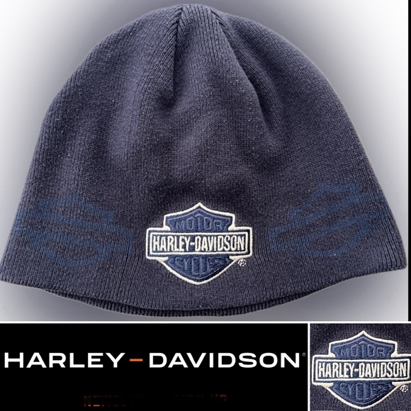 Harley-Davidson | Accessories | Navy Blue Knit Beanie Cap ...